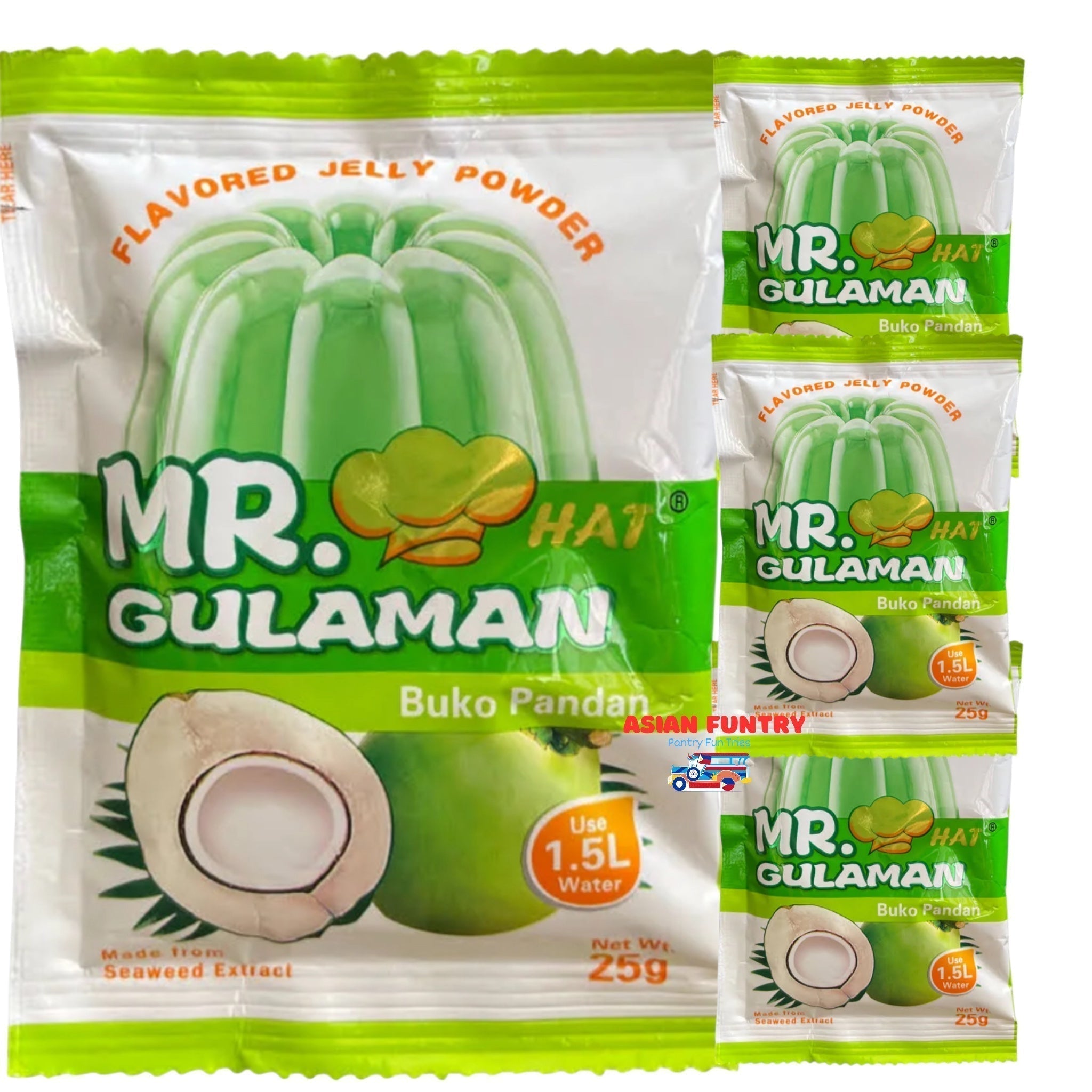 Mr. Gulaman Flavored Jelly Powder Buko Pandan (3+1 25g packs) – Asian ...